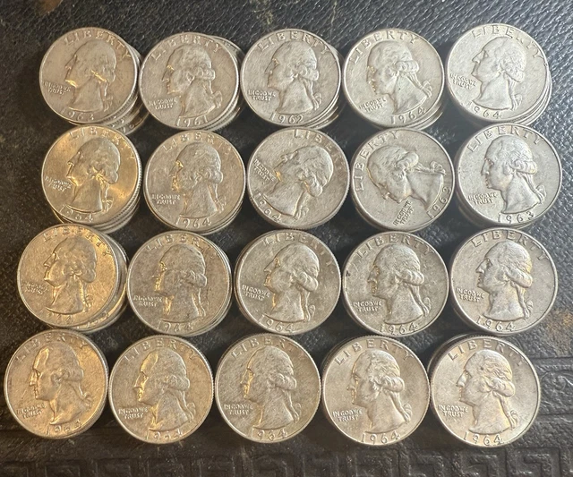 2 ROLLS 80 Washington 90% Silver Quarters - 1964 And Before, Mostly ...