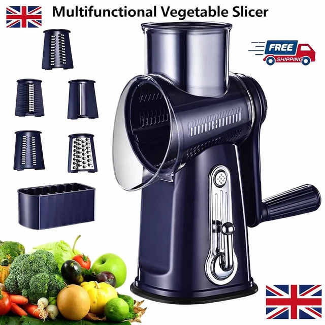 5 IN 1 Rotary Food Slicer Chopper Cheese Grater Fruit Vegetable ...