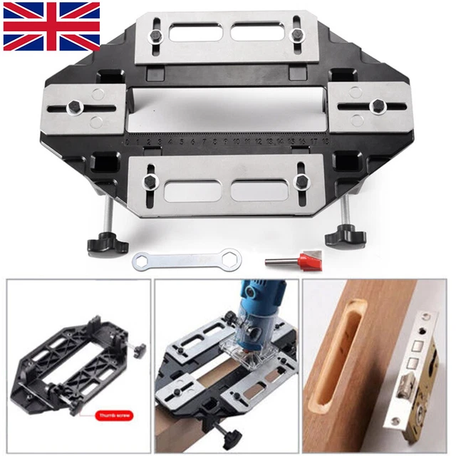 WOODEN DOOR HINGE Jig Lock Guide Plate Router Bit Woodworking Slotting ...