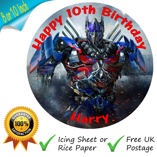 TRANSFORMERS OPTIMUS PRIME Cake Topper Personalised Edible Birthday ...