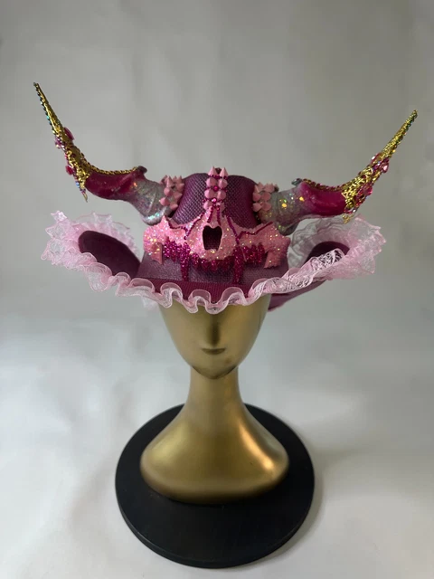 PINK GOTHIC LACE Horn Hat w/ Gold Accents £265.84 - PicClick UK