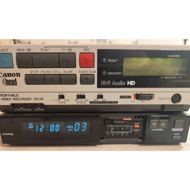 CANON VR-40 VCR VHS Tape Portable Video Recorder with VT-50A Tuner Base ...