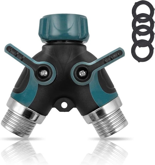 2 WAY HOSE Splitter Y Connector Comfortable Rubber Grip and 360 ...