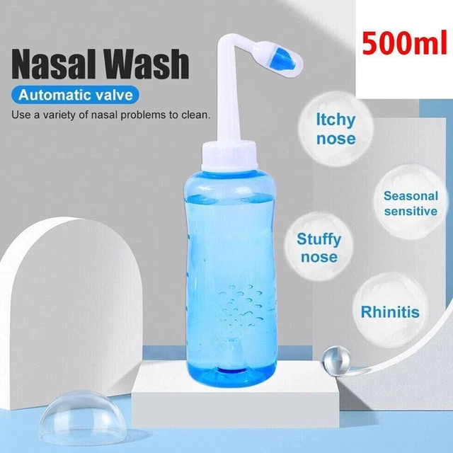500ML NASAL FLUSH Kit Neti Pot Sinus Rinse Nose Wash Bottle SalineF ...