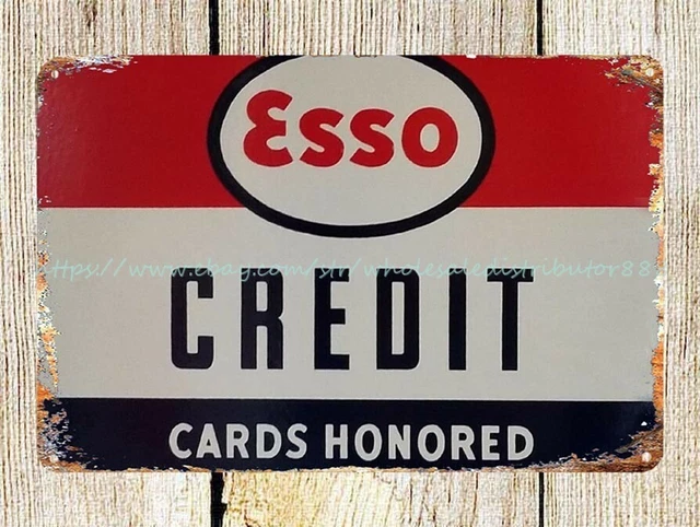 ESSO OIL GAS station Credit Cards Honored metal tin sign home decor £18 ...