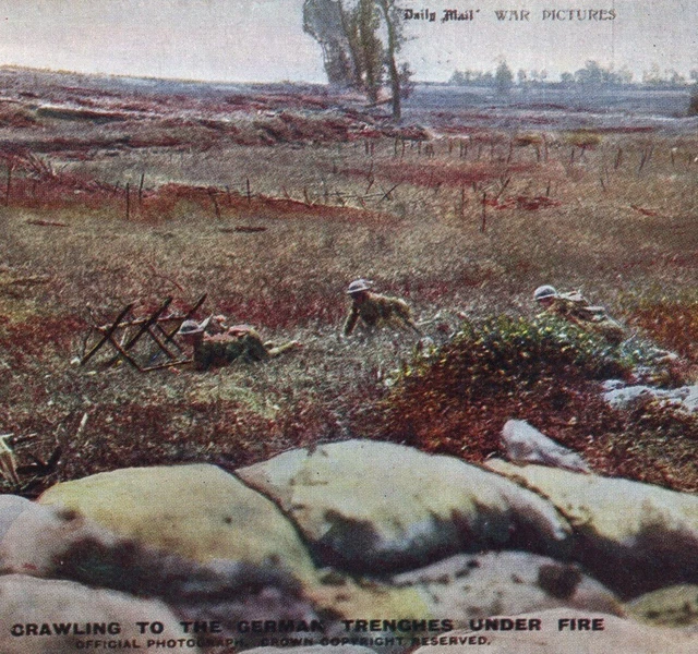 DAILY MAIL WAR Pictures WW1 military Crawling to the German Trenches ...