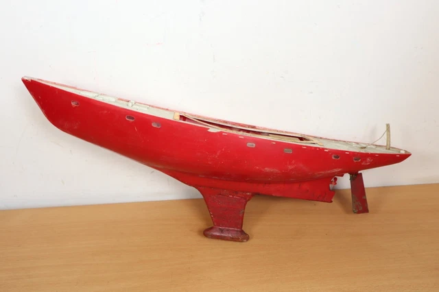 VINTAGE RED PLASTIC Pond Yacht Hull Project Sailing Boat Keel Deck ...
