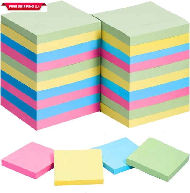 STICKY NOTES 3X3 Inches Bulk 20 Pack 2000 Sheets Colored Self-Stick ...