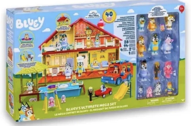 BLUEY'S ULTIMATE MEGA Set 40+ Pieces House Car, House Pool Playground ...