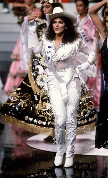 LAURA HARRING ATTENDS the 1985 Miss Universe Pageant 1985 Miami, - Old ...
