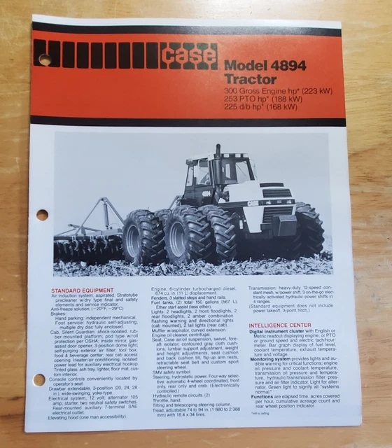 CASE MODEL 4894 Tractor Sales Brochure Pamphlet Specifications £18.76 ...