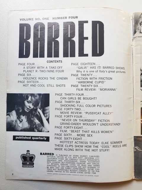 BARRED #4 1966 Seven Seventy Vintage Sexploitation Mondo Cinema Sleaze ...