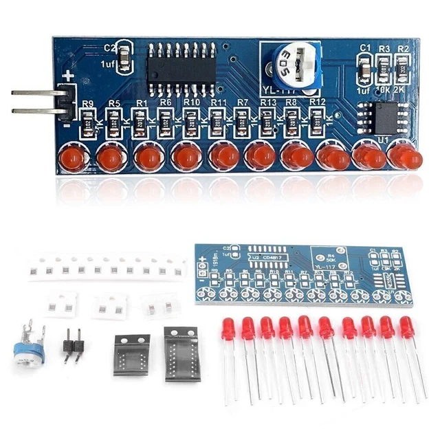 NE555+CD4017 RUNNING LED Flow LED Light Electronic Production Suite DIY ...