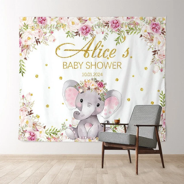 PURPLE FLORAL ELEPHANT Custom Baby Shower Backdrop $37.84 - PicClick AU