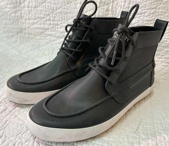 SPERRY TOP-SIDER MENS Cutter Waterproof Rubber Rain Boot, Black, 9 M ...