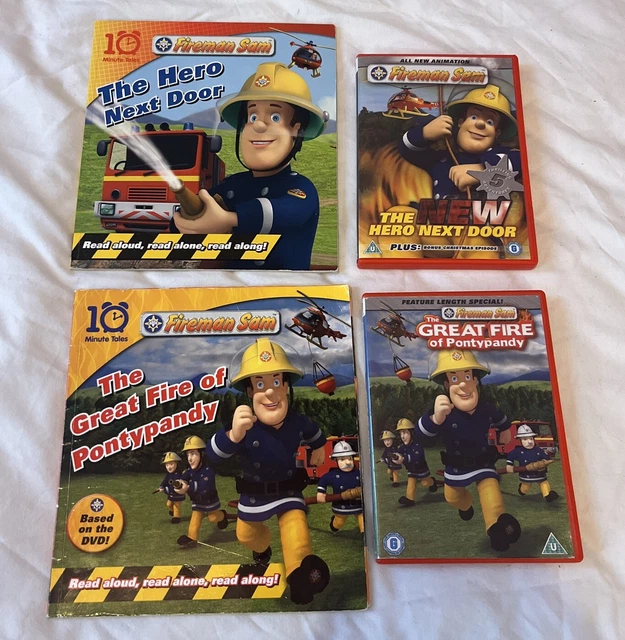 FIREMAN SAM GREAT Fire Pontypandy & New Hero Next Door DVDs & Books 10 ...