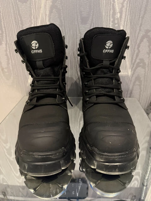 MENS BLACK SAFETY Work Boots Size 10 Steel Toe Lace Up Heavy Duty ...