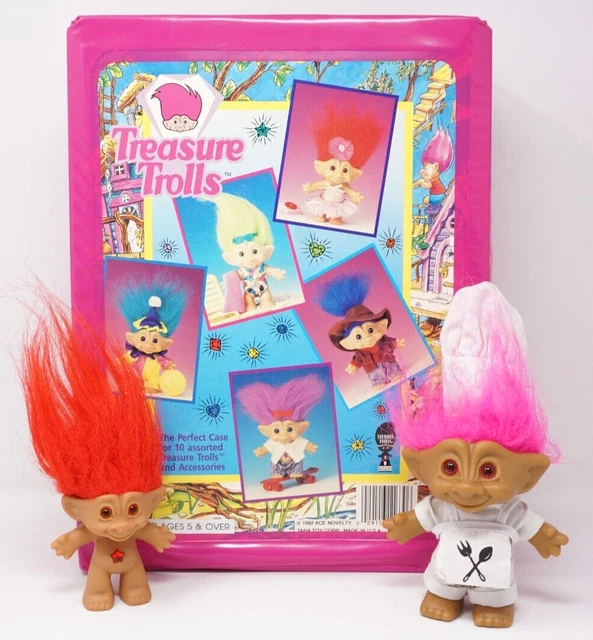 VINTAGE ACE NOVELTY Treasure trolls Carrying Case with 2 Trolls $24.99 ...