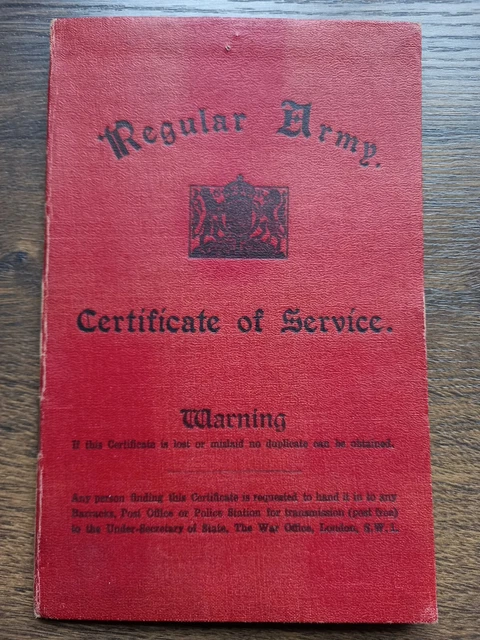 BRITISH ARMY WW1 Post WW1 Certificate of Service Royal Fusiliers ...
