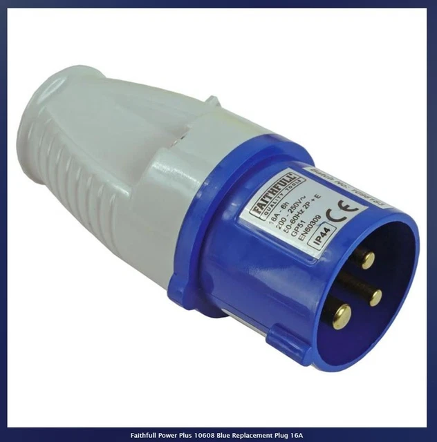 16A EHU BLUE PLUG MALE 230V 16 amp CARAVAN RV MOTORHOME CAMPER VAN ...