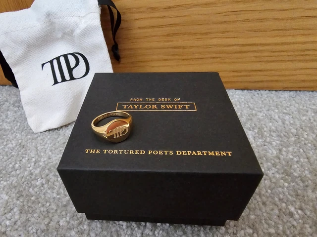 TAYLOR SWIFT THE Tortured Poets Department Size 5 Gold Plated Ring TTPD ...