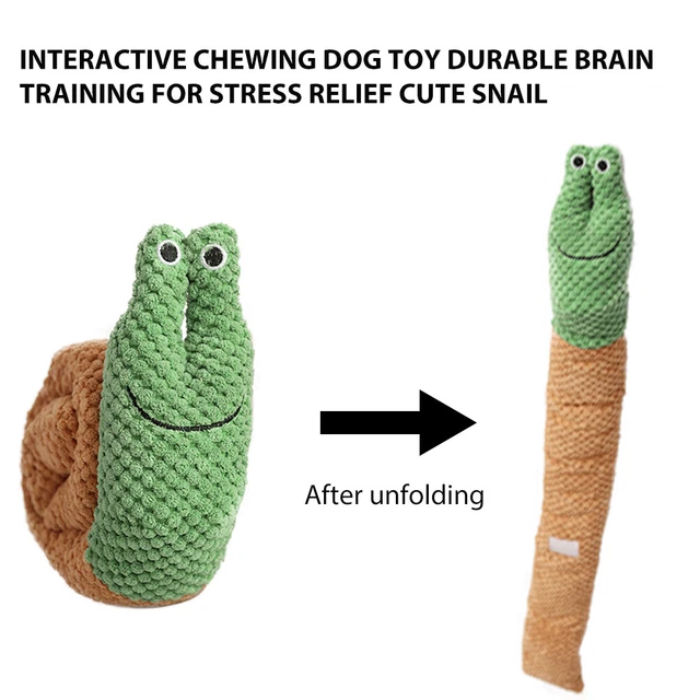 BRAIN TRAINING PLUSH For Stress Relief Squeaky Snuffle Cute Snail Dog ...
