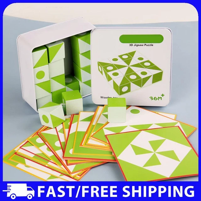 3D GEOMETRY PUZZLES Building Block Wooden Logical Thinking Early ...