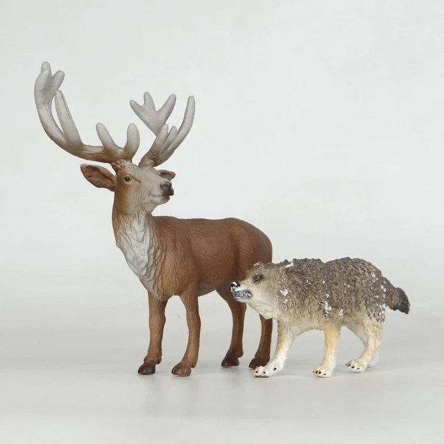 SCHLEICH ANIMALS BUNDLE Deer Stag Buck And Wolf Toy Model Figures £12. ...