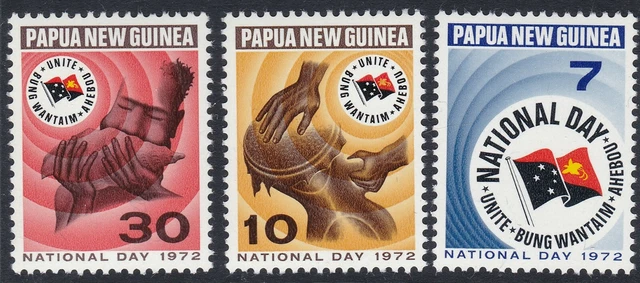 PAPOUASIE-NOUVELLE-GUINÉE 1972 FÊTE nationale lot complet de 3 SG-224-26 MNH OG vendeur ...