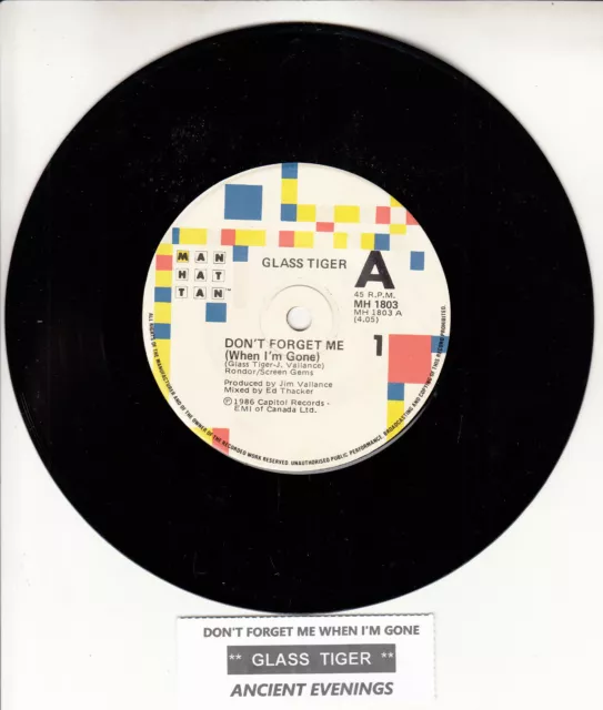 GLASS TIGER Don't Forget Me (When I'm Gone) 7 GLASS TIGER Don't Forget Me (When I'm Gone) 7