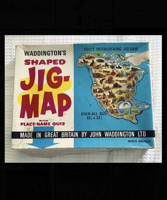WADDINGTONS ‘SHAPED JIG-MAP’ 332 Piece Jigsaw Puzzle: ‘North America ...