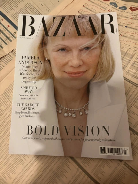 HARPER'S BAZAAR MAGAZINE UK - July 2025 - Pamela Anderson brand new £5. ...