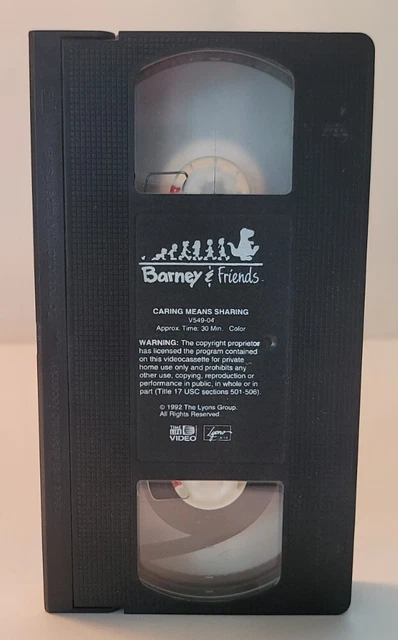 BARNEY FRIENDS CARING Means Sharing VHS Video Tape Only Kid Songs Time ...