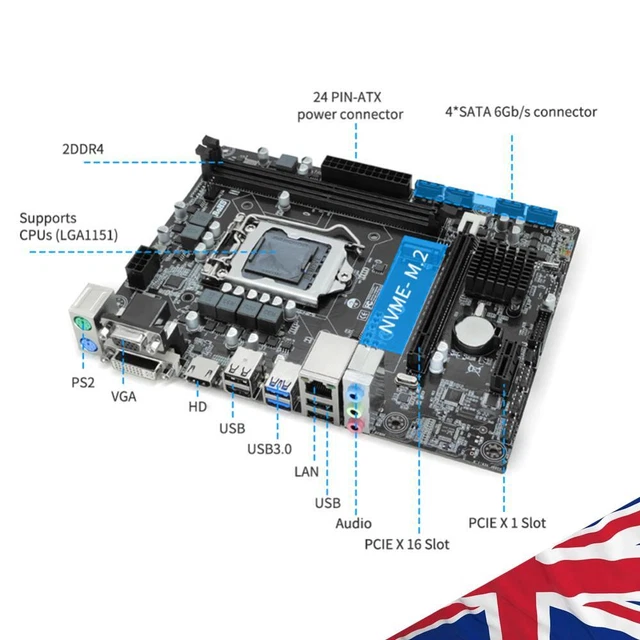 H310 PC MAINBOARD VGA/HDMI-compatible/DVI Ports LGA1151 100M Network ...