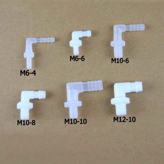 M6~M12 MALE THREAD Barbed Elbow Connector 90 Degree Pipe Hose Joiner ...
