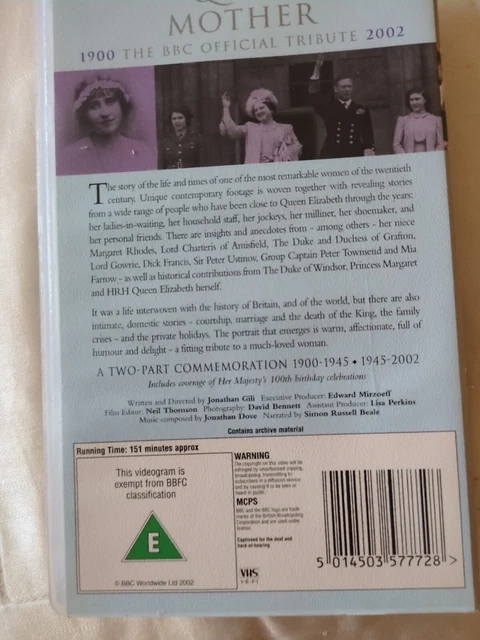 VHS BBC OFFICIAL Tribute to Queen Mother 1900 - 2002 EUR 2,35 - PicClick IT