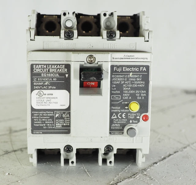 FUJI ELECTRIC EARTH Leakage Circuit Breaker Eg53B 30Ac100-200-415V 3 ...