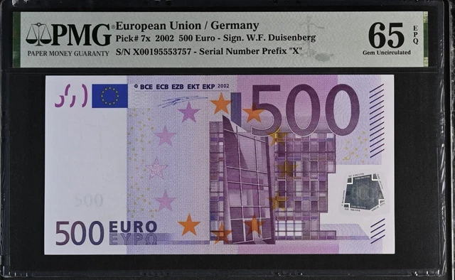 EUROPEAN UNION; GERMANY 500 Euro 2002 X-serie, Duisenberg Sign, R001 ...