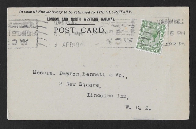 POSTCARD WW1 WWI Ephemera Railway L & Nwr Deeds Euston London Lincolns ...