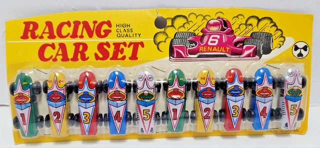 VINTAGE JAPAN MINIATURE Tin Toy Race Car Set ***New In Package*** $35. ...