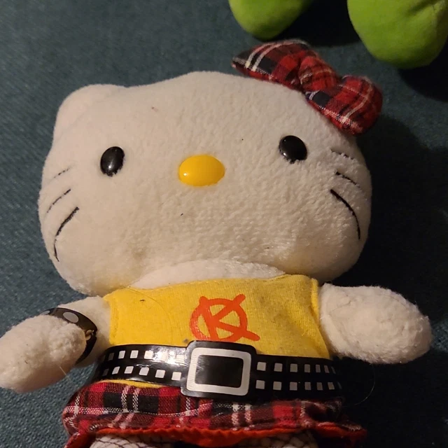 HELLO KITTY PLUSH Soft Toy White Yellow Top Red Tartan Bow & Skirt £5. ...