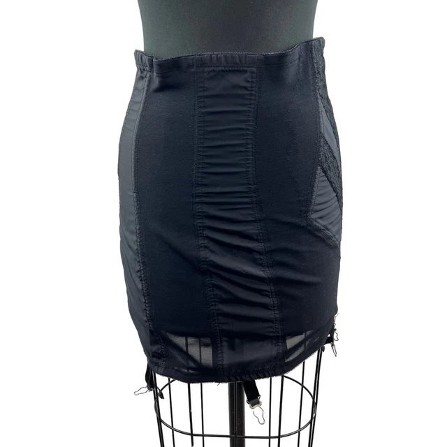 RAGO NEW YORK Open Black Bottom Girdle Corset Nylon Stretch Side Zipper ...