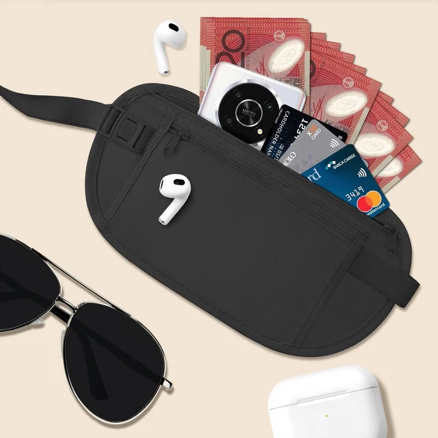 DAY TIP MONEY Belt, RFID Blocking Fanny Pack Travel Belt Bag Hidden ...