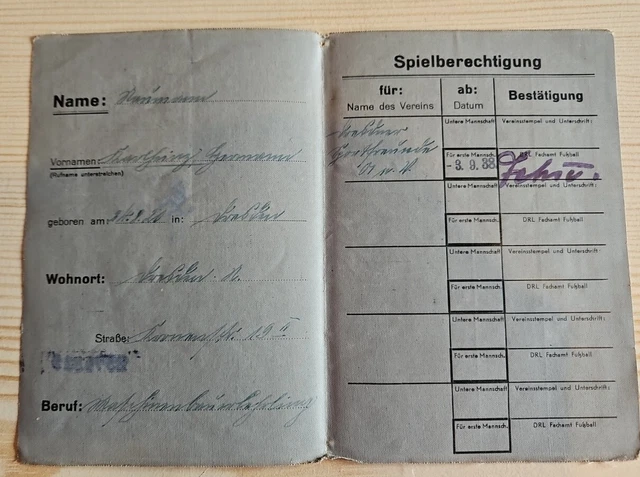 RARE WW2 GERMAN Football Players Id Card £10.00 - PicClick UK