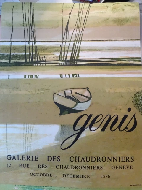 RENÉ GENIS (1922-2004) GRANDE AFFICHE LITHO PAYSAGE MARINE PLAGE ...