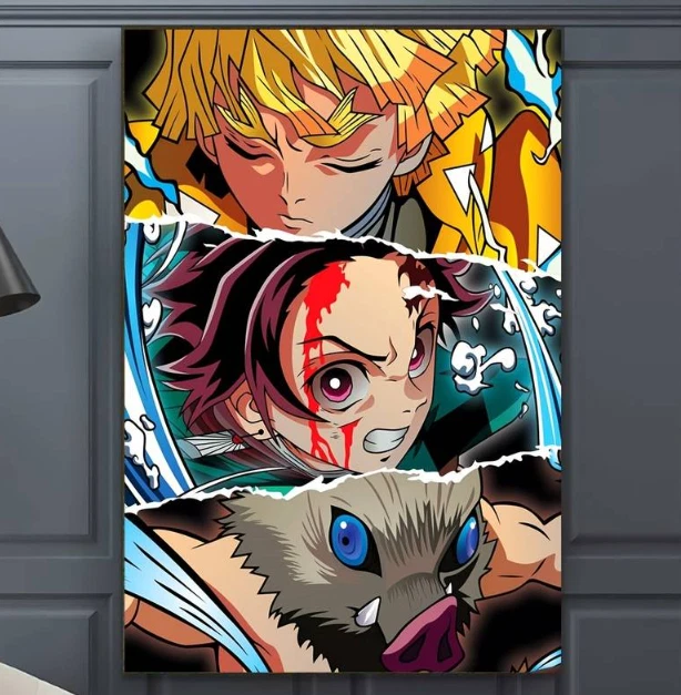 ZENITSU TANJIRO INOSUKE Demon Slayer Wandbild Wallpaper Poster Anime 40 ...