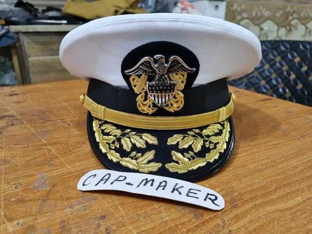 US NAVY COMMANDER Admiral Rank White Hat Cap R N Commanders $105.16 ...