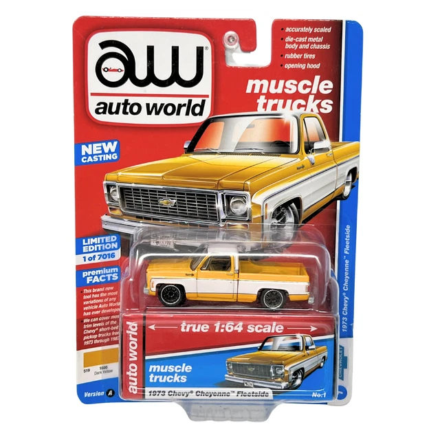 AUTO WORLD MUSCLE Trucks 1973 Chevy Cheyenne Fleeside 1:64 Diecast $49. ...