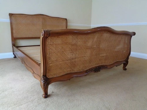 FRANK HUDSON LOUIS XV French Caned Rattan King Size Bed + Vispring ...