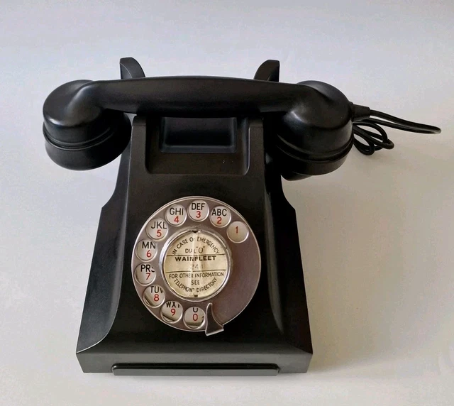 VINTAGE 1940'S GPO 332L Rotary Dial Telephone in Black Bakelite Iconic ...